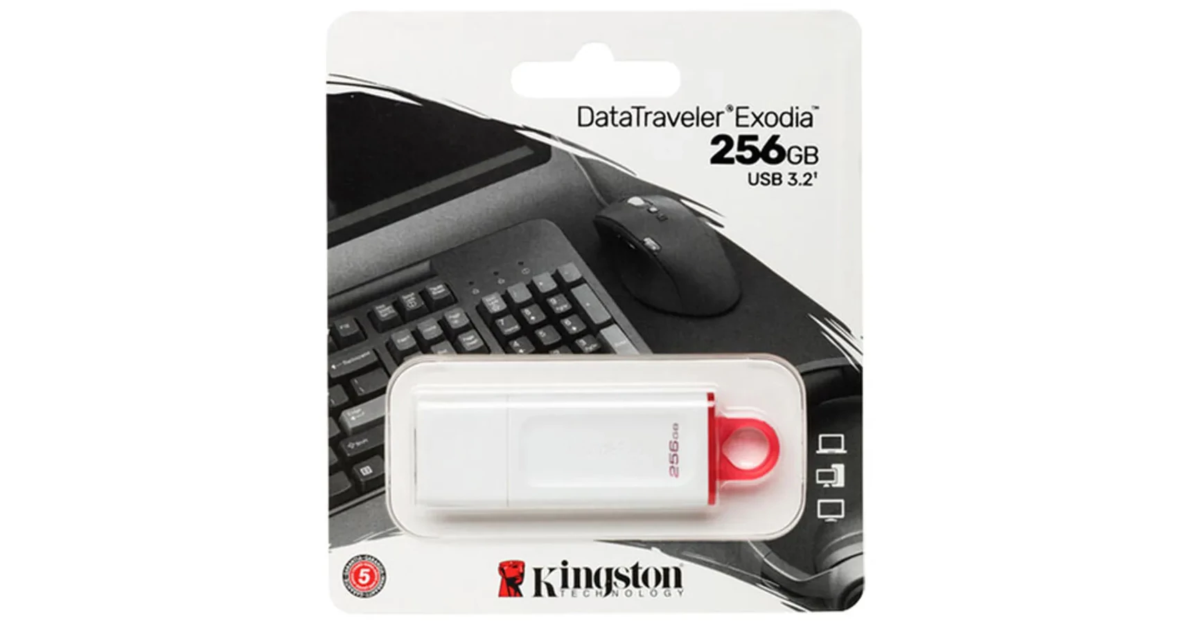 KINGSTON EXODIA DATA TRAVELER PENDRIVE 256GB USB 3.2 Gen1 Fehér