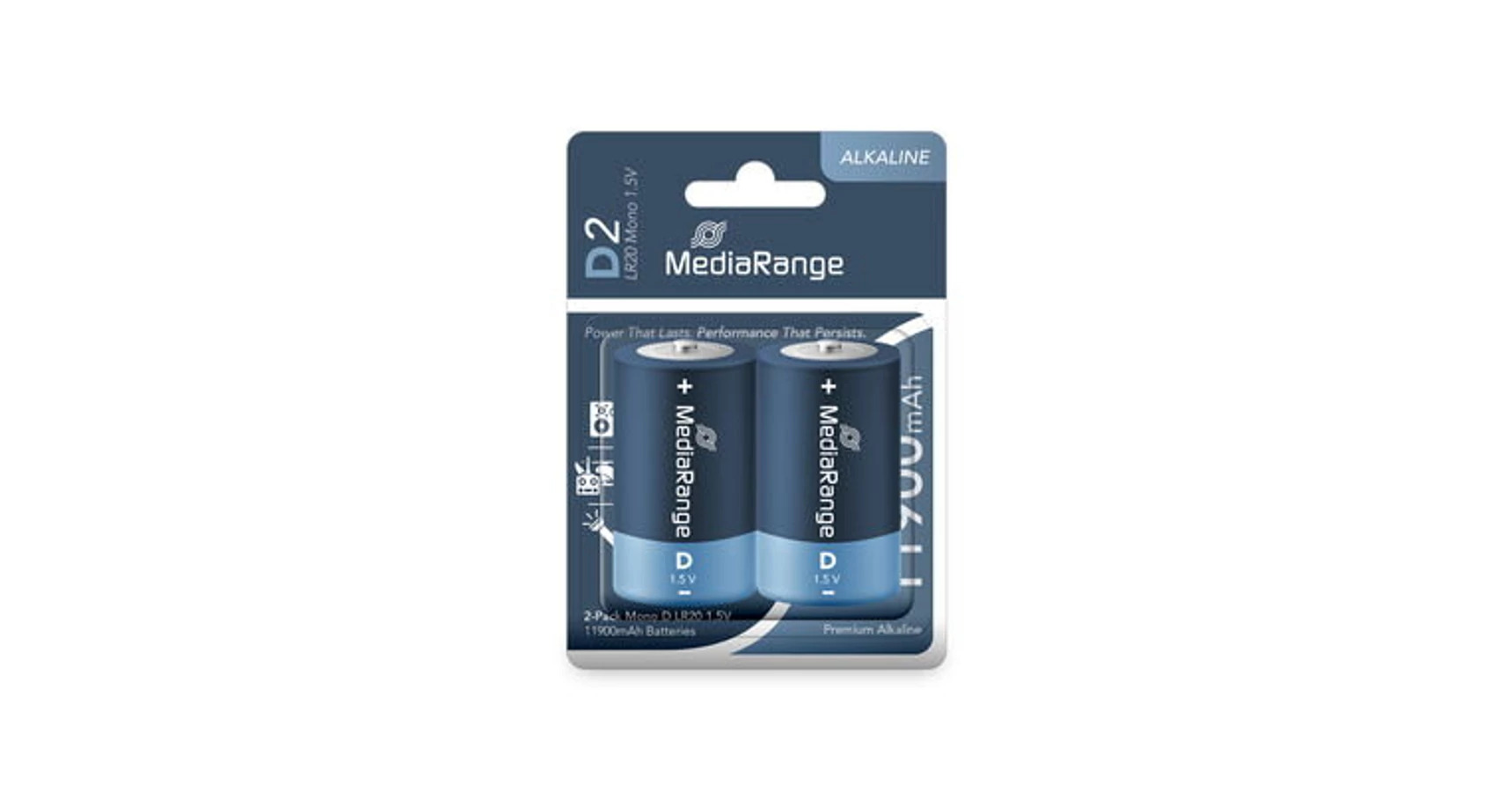 MediaRange Alkáli D LR20 elem 1,5V 11900mAh - kék (2 db)