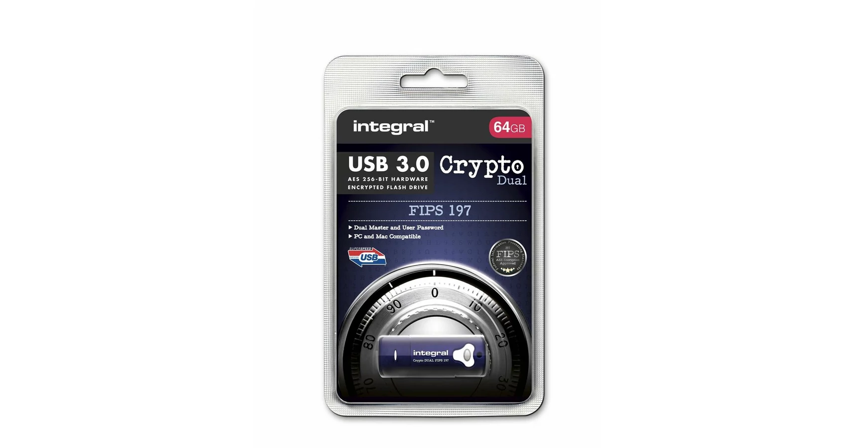 INTEGRAL CRYPTO DUAL PENDRIVE 8GB USB 3.0 FIPS 197 AES 256-bites ...