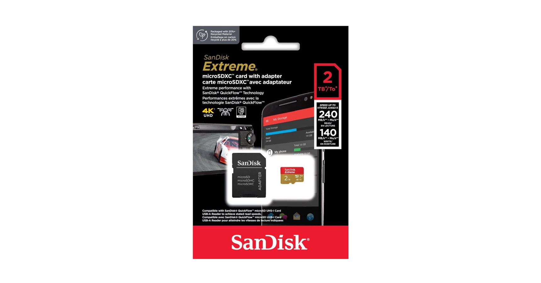 SanDisk Extreme Micro SDXC memóriakártya + adapter 2TB UHS-I U3 V30 A2 ...