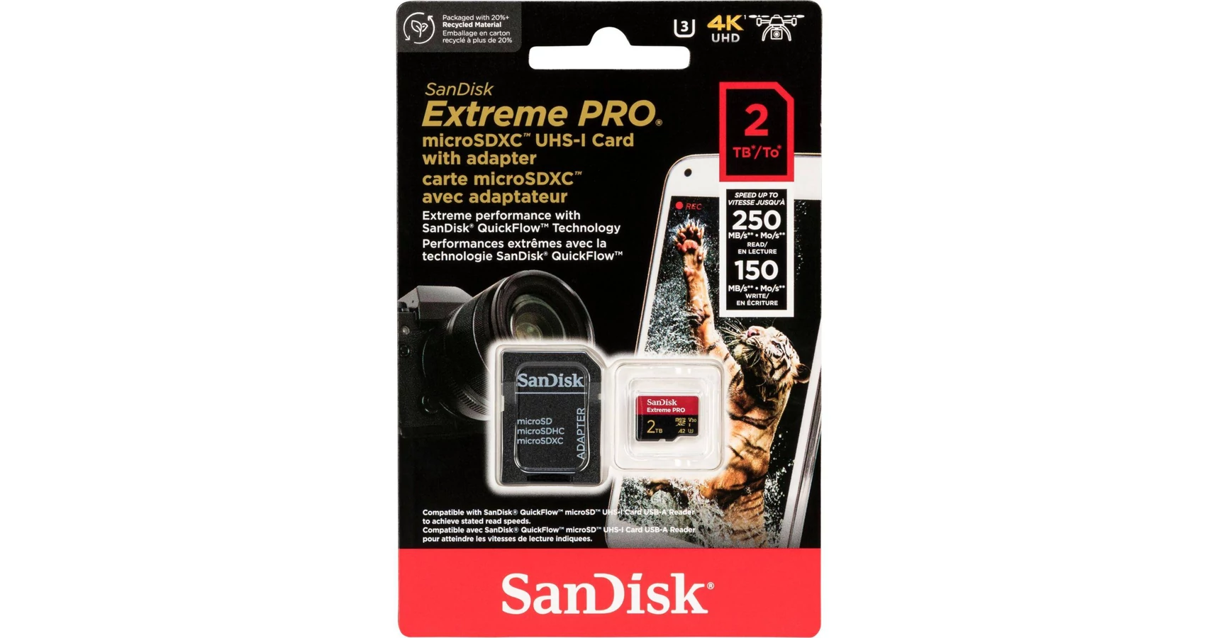 SanDisk Extreme Pro 2TB Micro SDXC memóriakártya adapterrel U3 V30 (250/150 MB/s) (SDSQXCD-2T00 ...