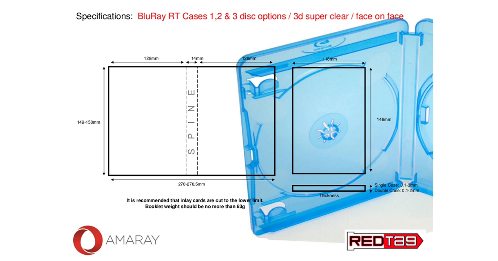 Amaray Blu Ray tok szimpla 14 mm - kék