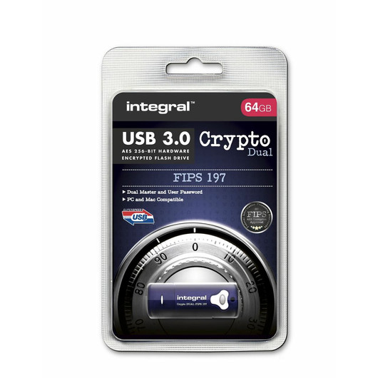 INTEGRAL CRYPTO DUAL PENDRIVE 8GB USB 3.0 FIPS 197 AES 256-bites ...